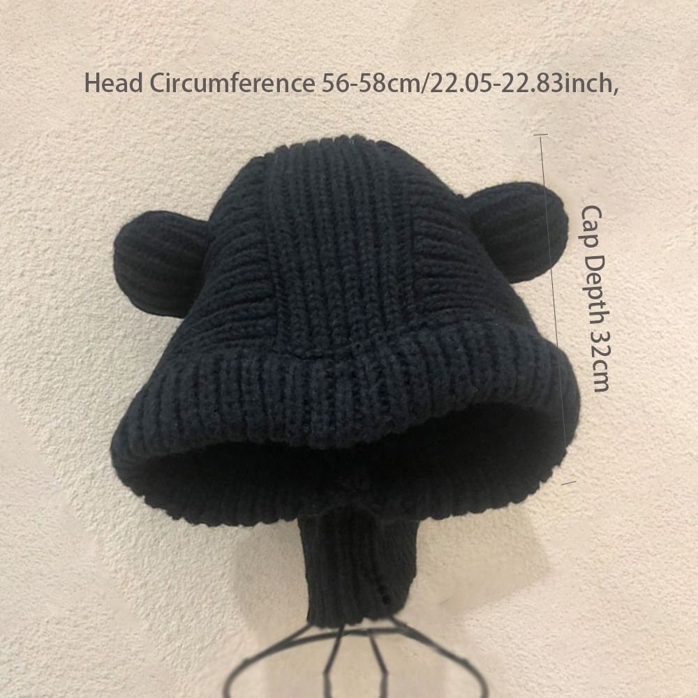 Warmer Pullover Knit Hat Soft Women Bib Caps Plush Integrated Caps ...