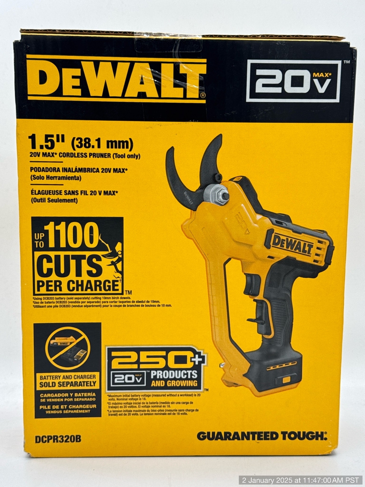 DEWALT DCPR320B 20V MAX 1.5" Cordless Pruner - Yellow for sale online ...