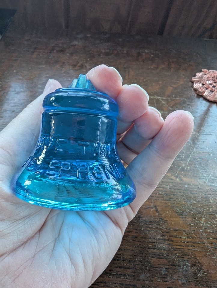 Vintage Blue Glass Bell Paperweight Dave Steps Telephone Bell System | eBay