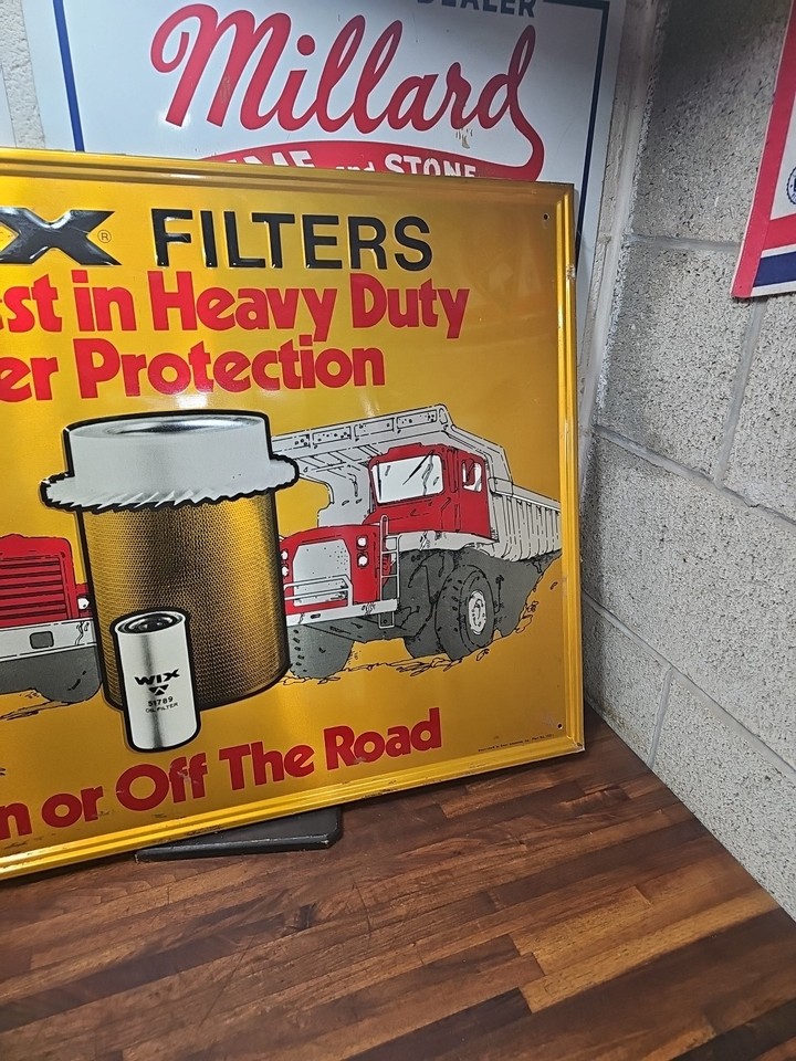 Vintage Wix Filters On Sign Metal Embossed 31-1/2 x 24" | eBay