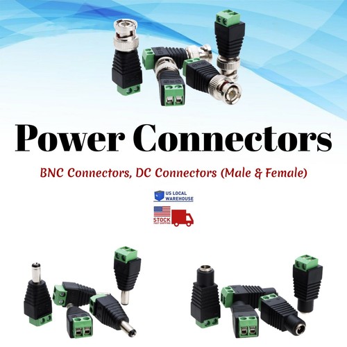 Power Connector BNC DC 2.1 x 5.5mm Male / Female Adapter Balun Jack ...