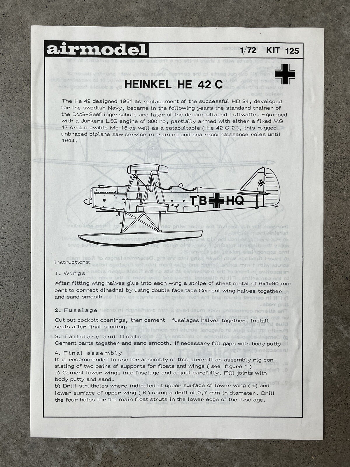 LOT Airmodel Vacuform German WWII Aircraft Airplane Model Kit ...