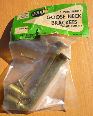 (1 PAIR) Vintage Judd Stanley Brass Finished 3" Goose Neck Cafe Rod ...