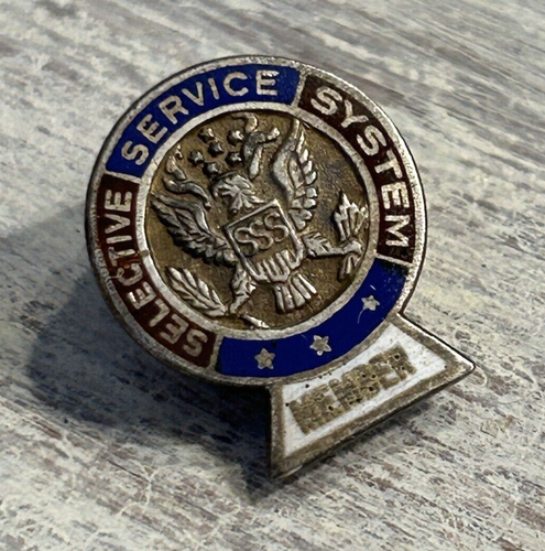 WW2 Sterling Silver Lapel Pin SELECTIVE SERVICE SYSTEM MEMBER Screwback ...