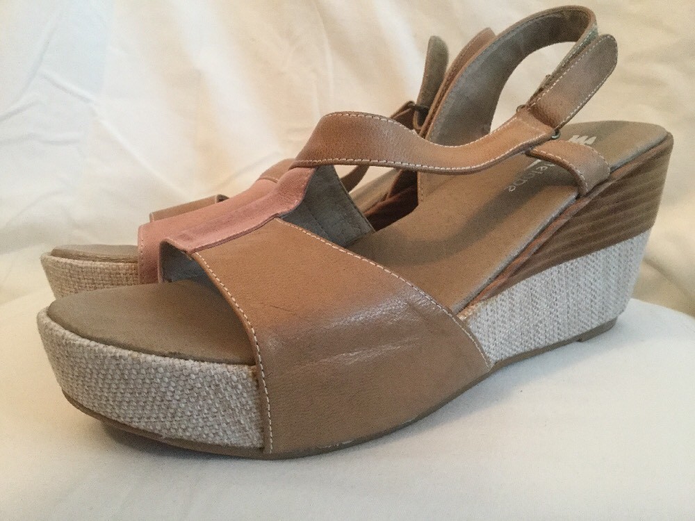 Antelope Tan Pink Platform Wedge Slingback Sandals Wo… - Gem