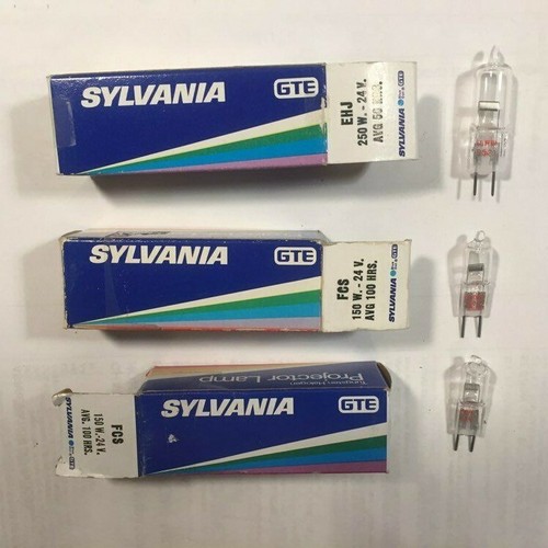 Sylvania Tungsten Halogen Projector Lamp Bulbs (1) 24V 250W and (2) 24V ...
