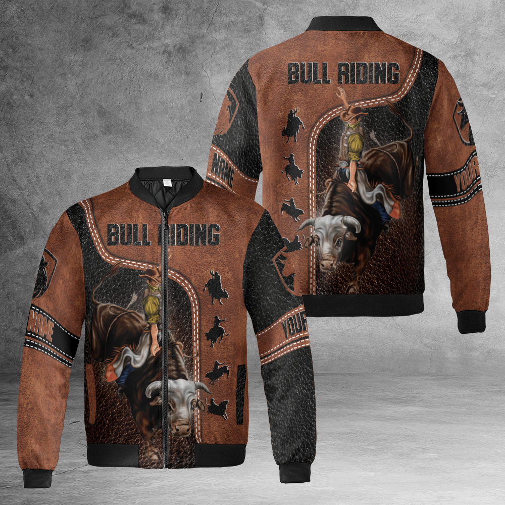 Bull Riding Brown Rodeo Riding Windbreaker Bomber Jacket S-5XL | eBay