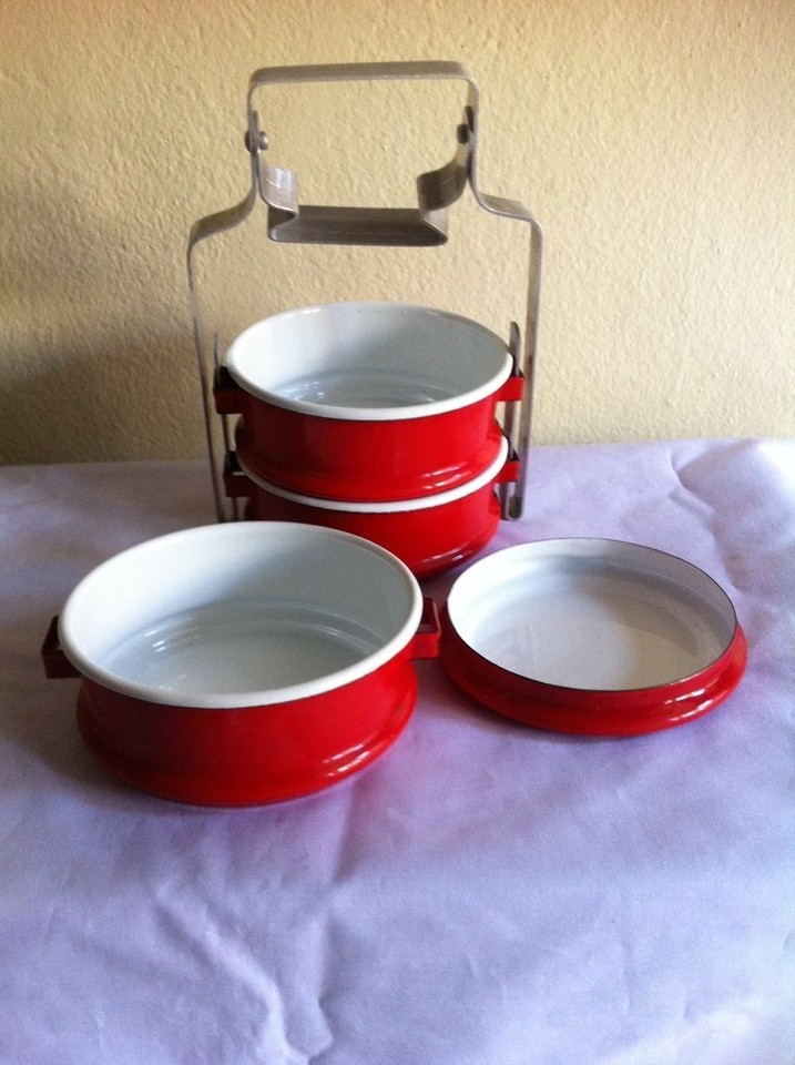 Pinto Food Carrier Box Storage Container Enamel Tiffle 3 Tier Lunch Box ...