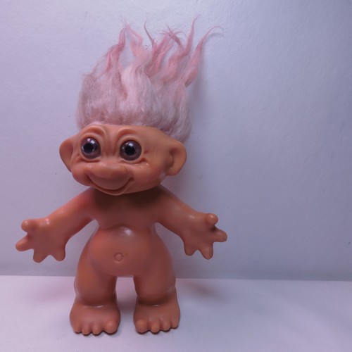 Vintage 1960s DAM TROLL DOLL Glass Eyes Pink Hair | eBay