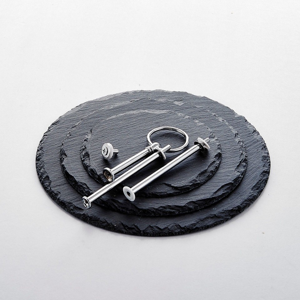 3 Tier Glass Ceramic Slate White Round Display Cake Stand Food Platter ...