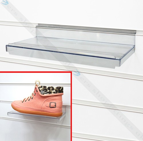 ACRYLIC SLATWALL SHELVES SHOE DISPLAY CLEAR SHELF RACK SHOP FITTINGS ...