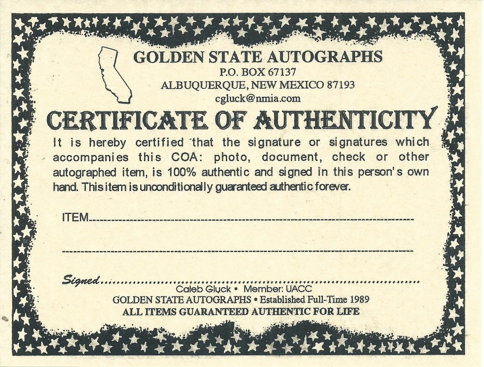 FRED THOMPSON TN SENATOR ACTOR RED OCTOBER SIGNED AUTOGRAPH SENATE ...
