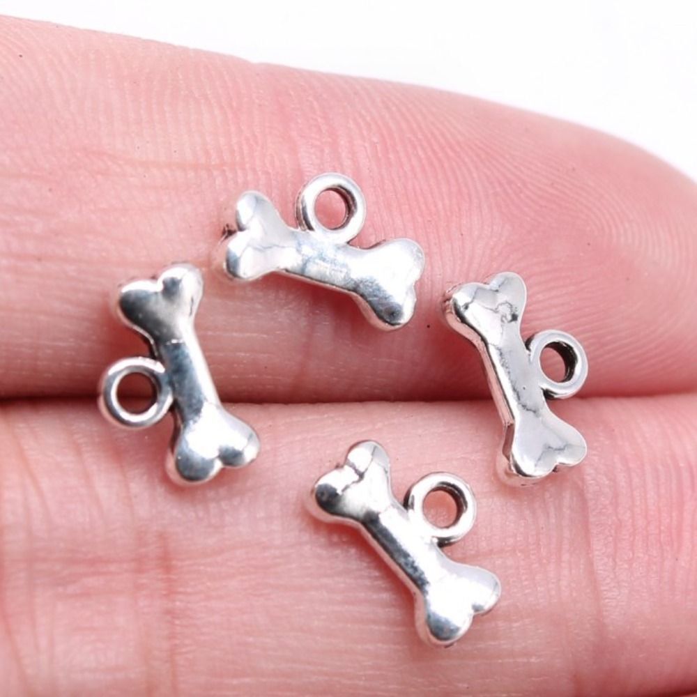 120pcs Sliver Dog Bone Shaped Charms Puppy Treat Bone Pendants for DIY ...
