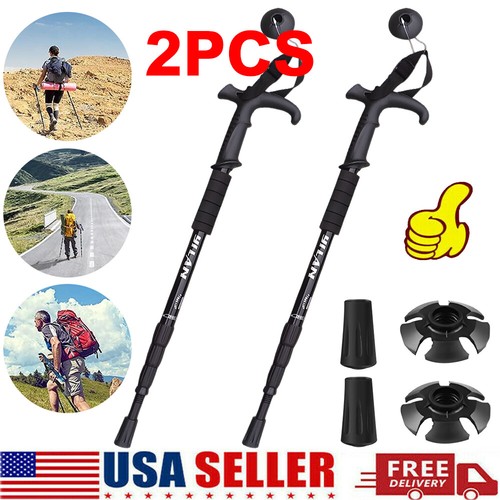 2X Trekking Poles Nordic Walking Sticks Adjustable Anti-shock Hiking ...