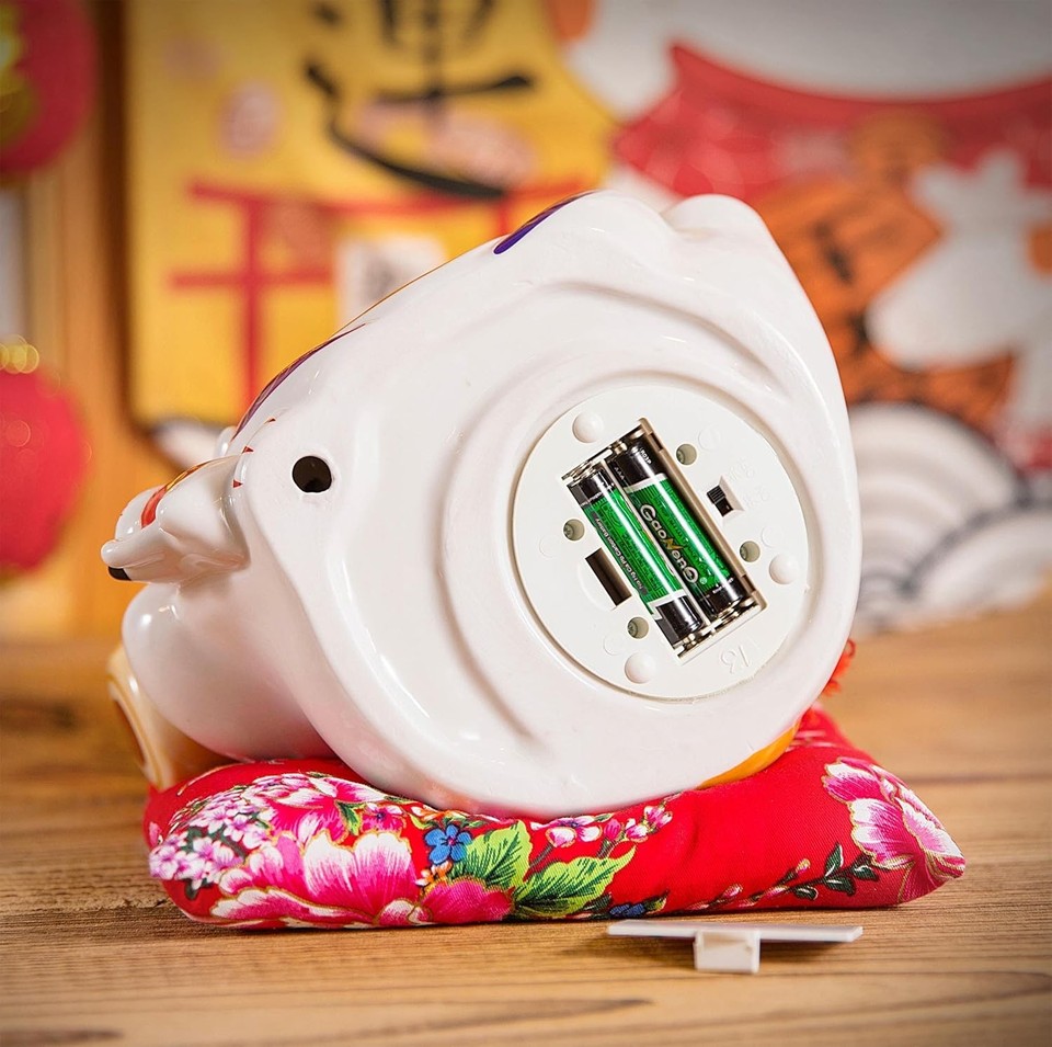 Large Ceramic Maneki Neko Beckoning Lucky Money Cat Waving Arm Good ...