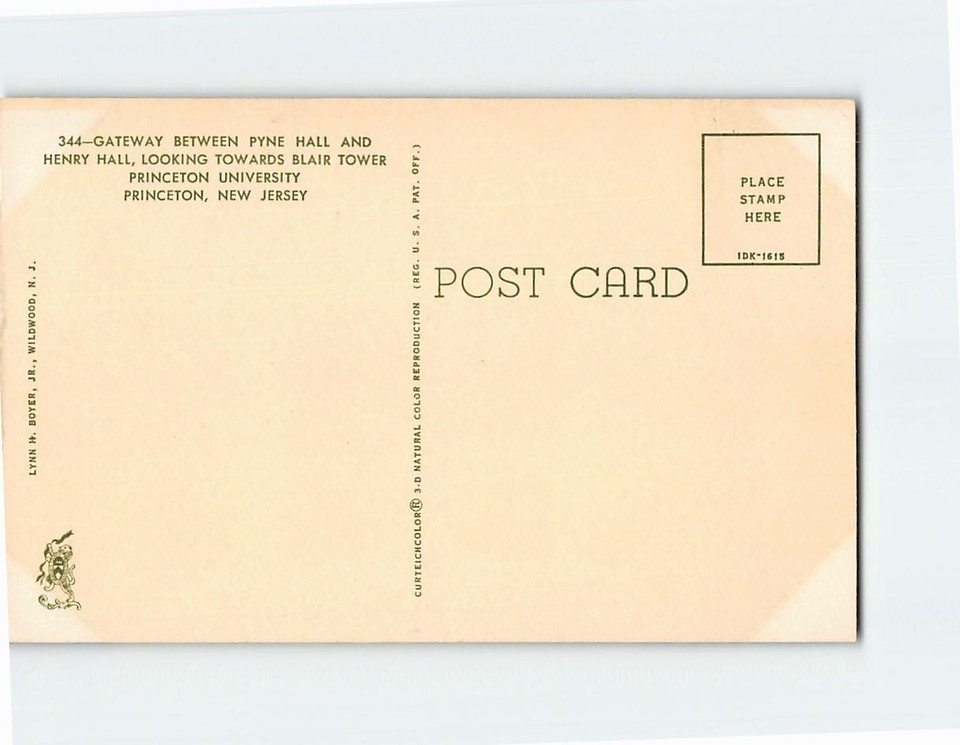 Postcard gateway Between Pyne Hall & Henry Hall Princeton University ...