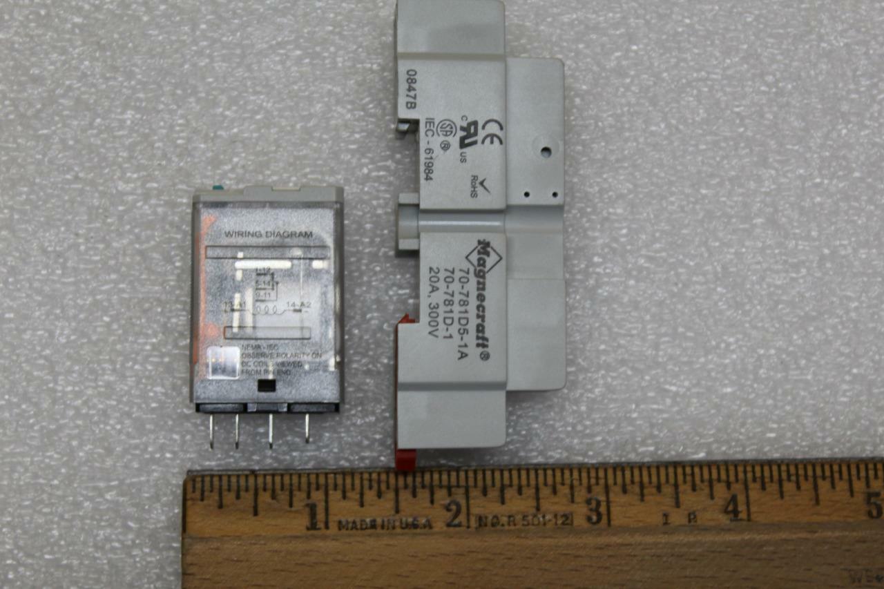 Magnecraft Relay 781XAXM4L-24D w/ 70-781D5-1 Socket, Panel or Din 24VDC ...