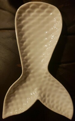 Creative Co-op Mermaid Tail Ceramic Spoon Rest/Trinket Dish 6.5"×4"×.75 ...
