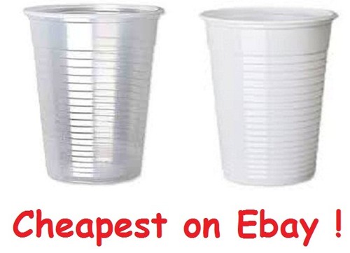 White or Clear Plastic 7oz Disposable Cups 200ml Vending Style Cup ...