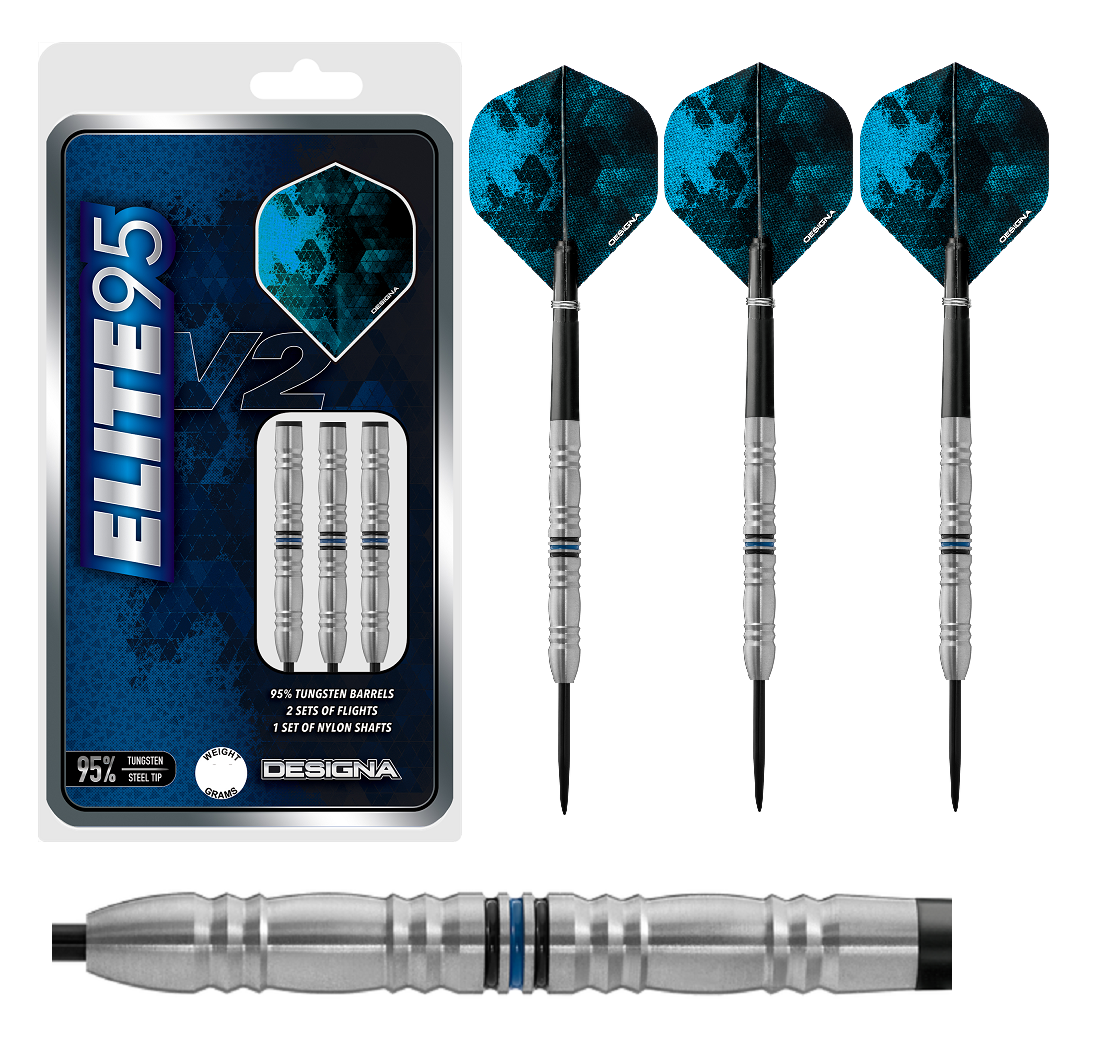 Designa Darts - Elite 95 V2 M2 95% Tungsten 21g 23g 25g (Steel Dart ...