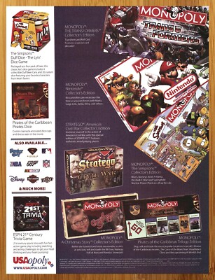 2006 Monopoly Board Games Print Ad/Poster Transformers Nintendo ...