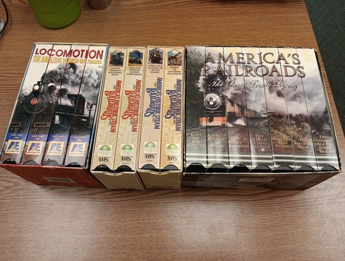 Lot Of 4 Boxed VHS Sets Trains Railroads 15 Tapes Total | eBay