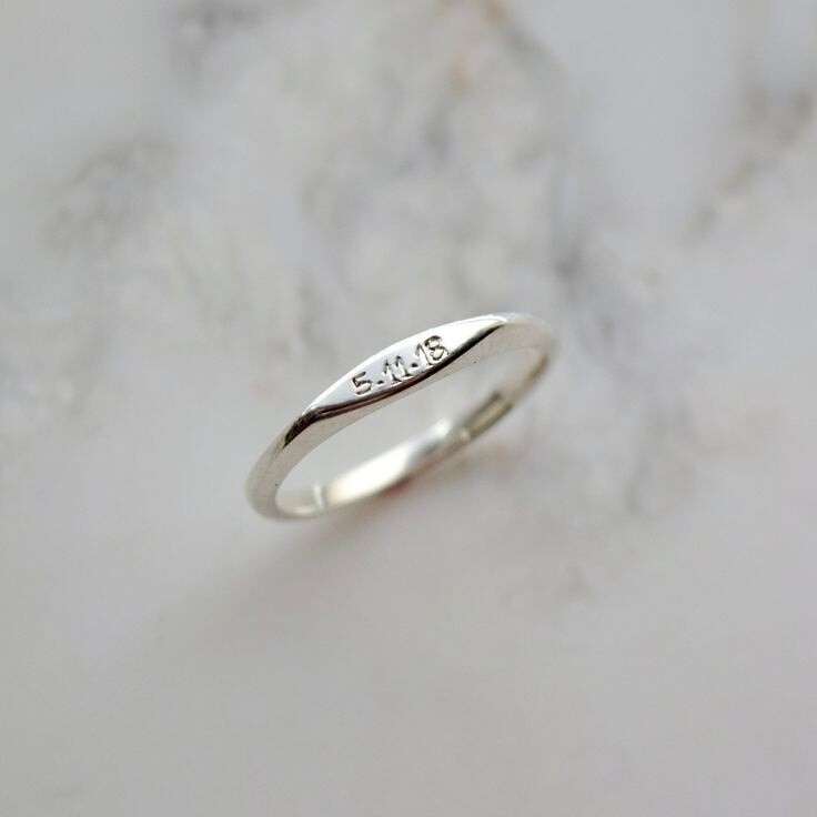 Personalized custom Special Date Engraved Ring For Women's In 10K White ...