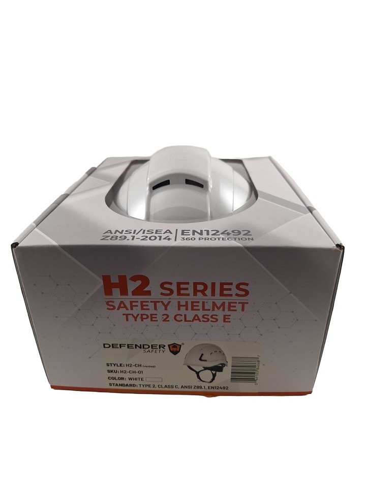 Defender Safety | H2-CH Vented White Safety Helmet | Type 2 Class E | eBay