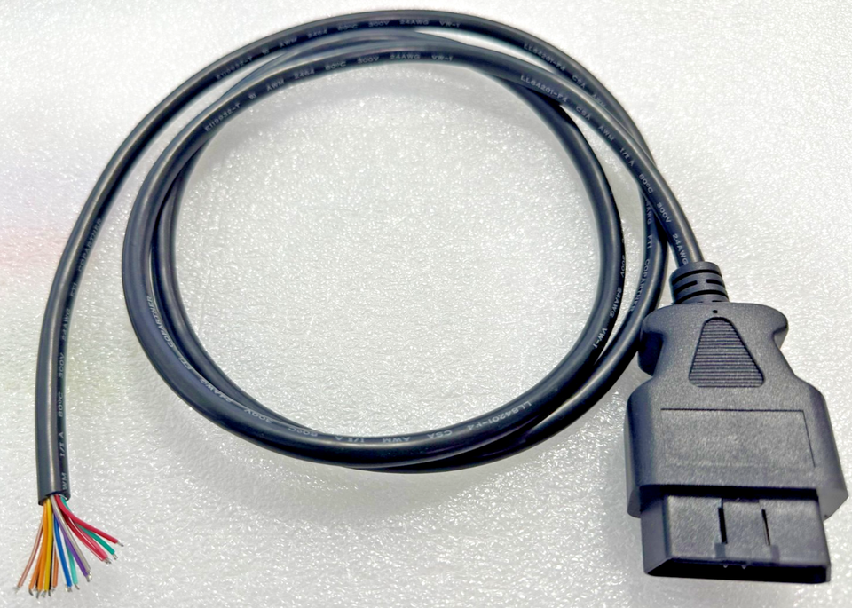 16 pin OBD2 OBD-II Open Cable for DIY Project or Diagnostic Test Tool ...