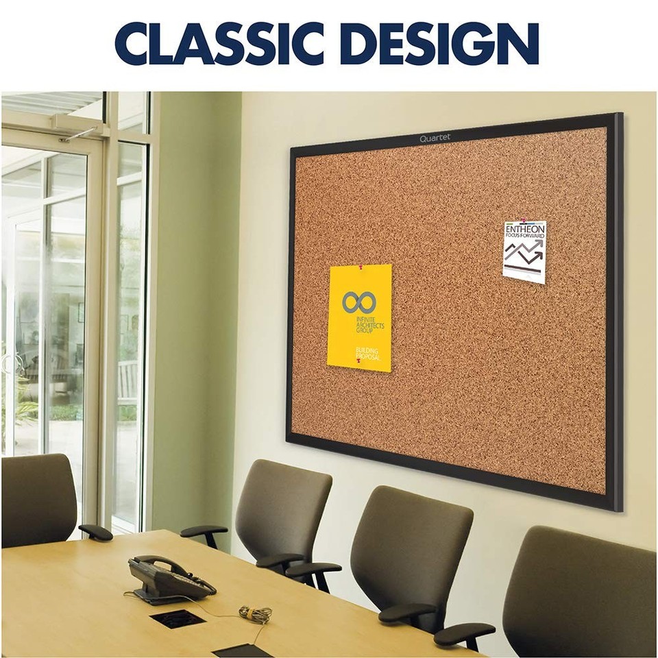 Quartet Cork Board, Bulletin Board, 3' x 2' Corkboard, Black Frame ...