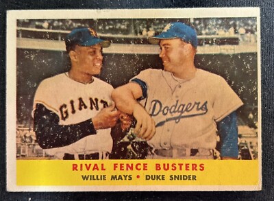1958 Topps #436 Willie Mays / Duke Snider Rival Fence Busters VG DP30 ...