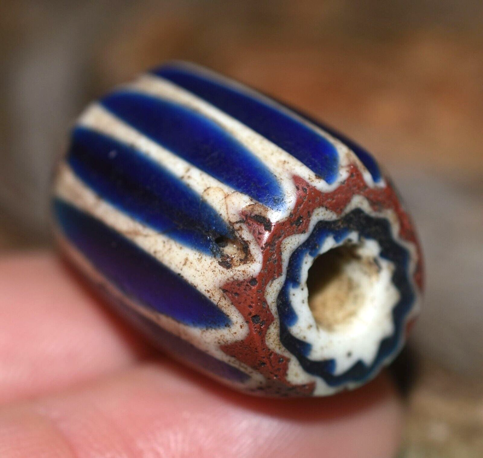 Antique Venetian Six Layer Chevron Italian Drawn Cane Glass Bead ...