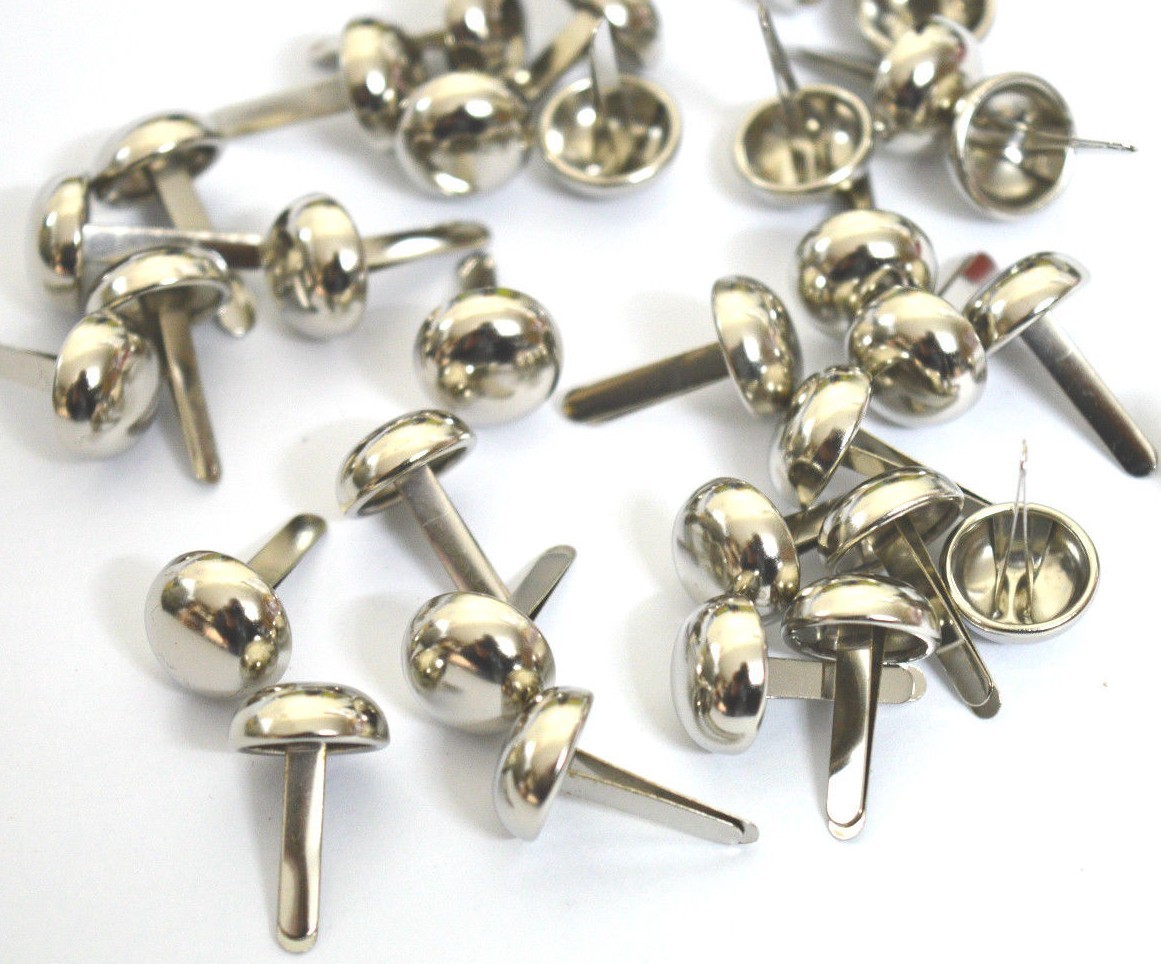 25 x Silver Paper Crafts Clips Split Pin Fastener Pins 11mm Large Dome ...
