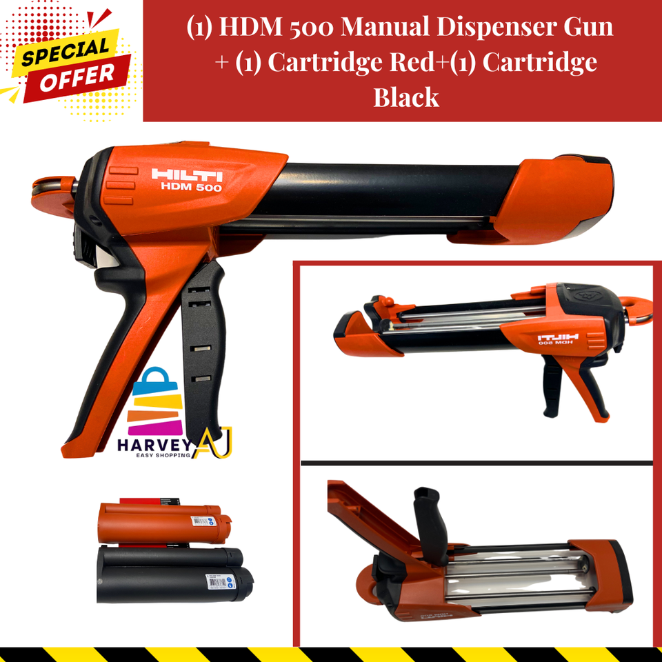 HILTI HDM 500 Manual Adhesive Epoxy Dispenser Gun+2 Cartridge Red,Black ...