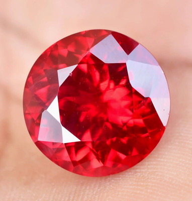 7.25Ct Natural Certified Flawless Burmese Red Ruby Round Cut Loose ...