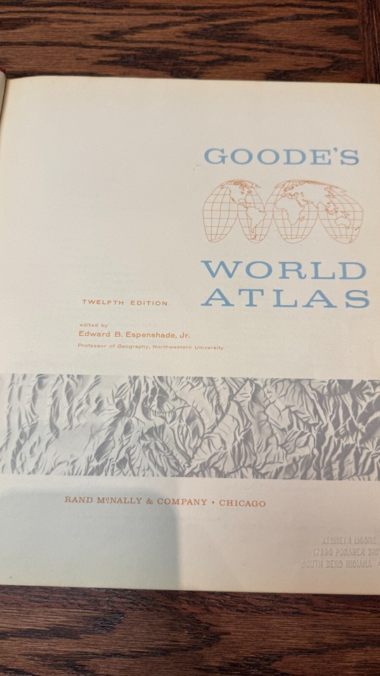 VINTAGE Goode's World Atlas 12th Edition 1964 Rand McNally and Company ...
