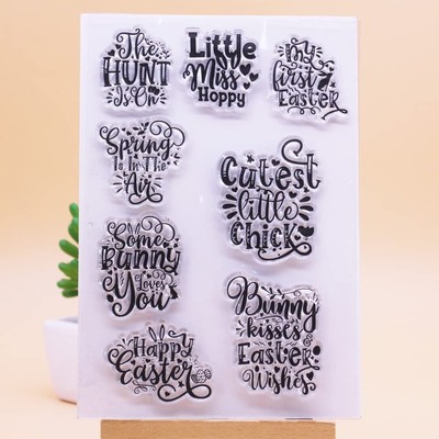 1pc Happy Easter Bunny Wishes Sentiment Clear Stamp for Card Making ...