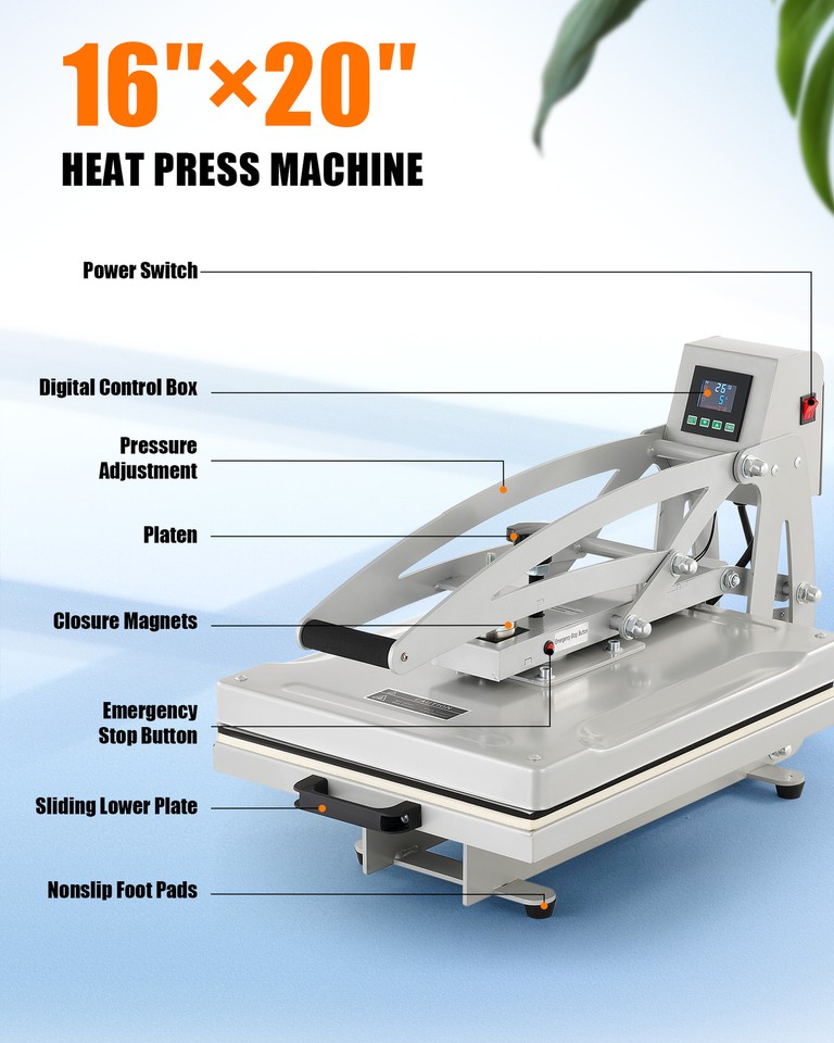 CREWORKS Heat Press Machine Auto Open Clamshell Heat Press 16x20" w ...