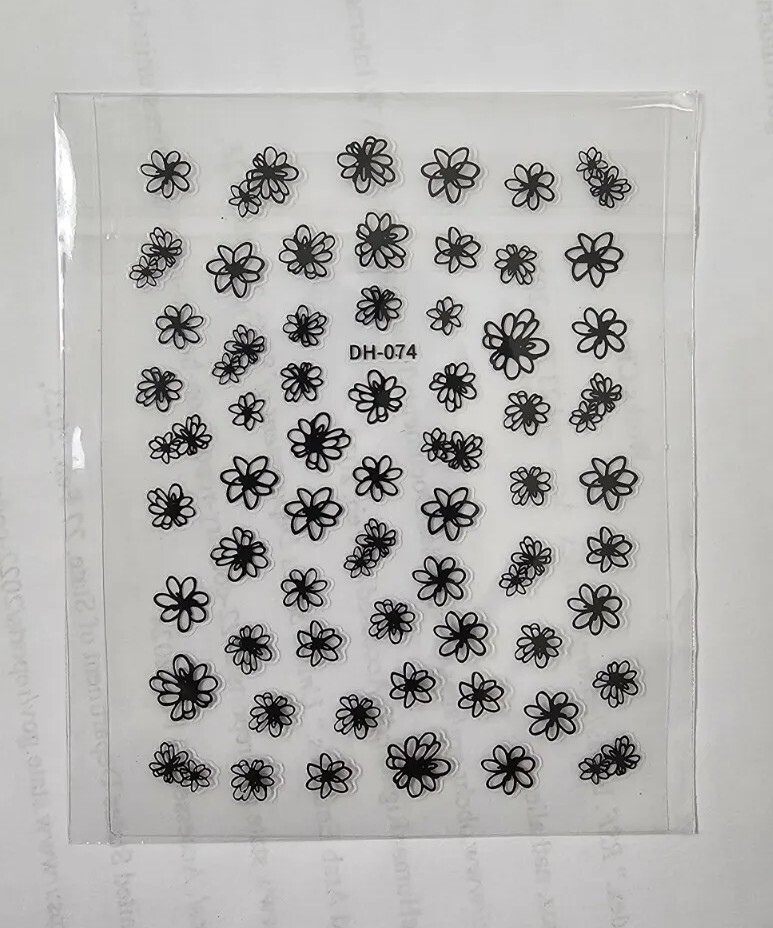 Nail art 3D stickers Adhesive Decals Black Flower DH 074 | eBay
