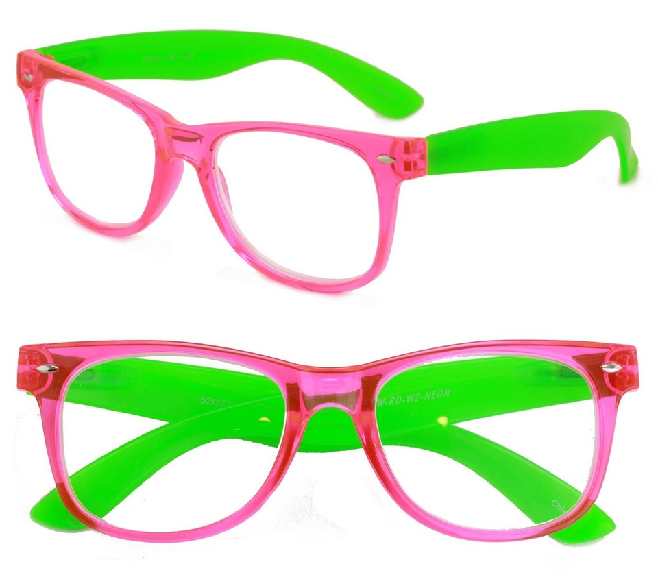 2 Pairs Transparent Neon Classic clear frame reading glasses unisex ...