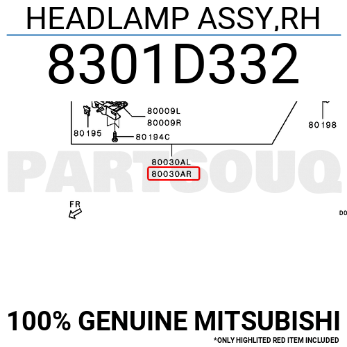 Right headlight for Mitsubishi Outlander GF (2015 ) 8301D332 for sale ...