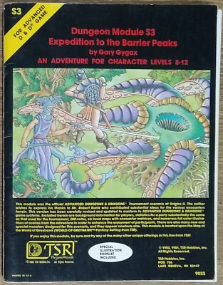 AD&D Module S3 - Expedition to the Barrier Peaks - Dungeons and Dragons ...