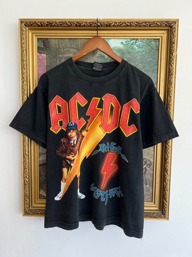 Vintage 90s AC/DC ACDC High Voltage Bootleg Black T-shirt Sz M | eBay