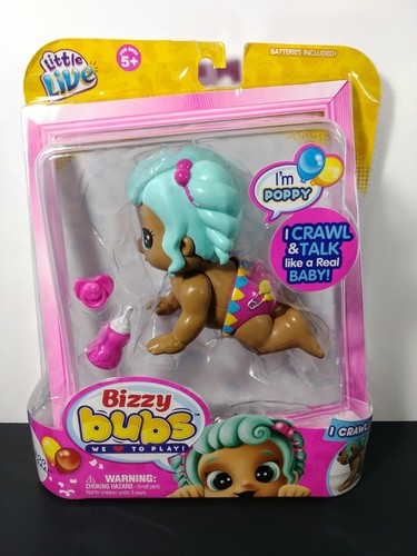 LITTLE LIVE BIZZY BUBS Crawl & Talk Baby Poppy Doll w/ Bottle ...