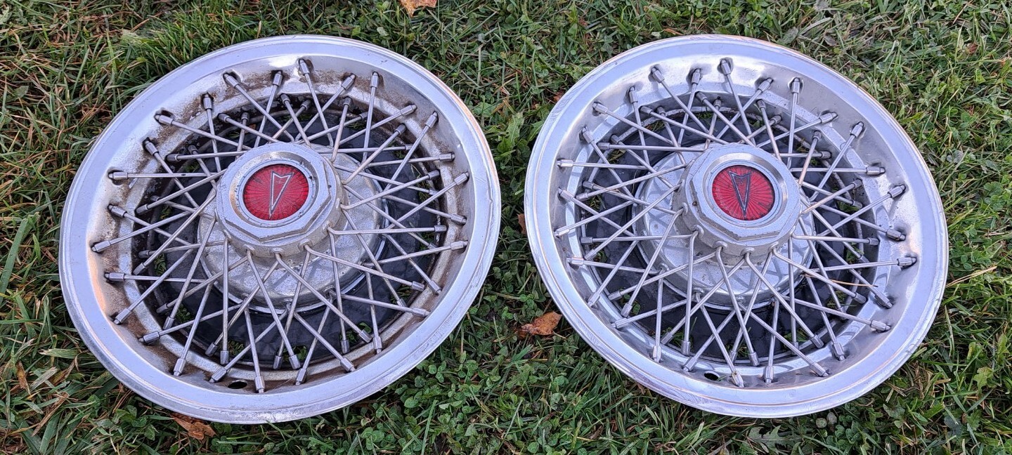 Pair 2 1978-1981 Pontiac Grand Prix 14" Wire Spoke Hubcaps Wheel Covers ...