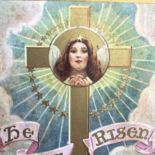 He Is Risen Vintage Postcard Christian Cross Angel Antique USA | eBay