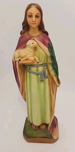 Plaster Art Saint Agnes Vintage Statue Chalkware Religious Spirituality ...