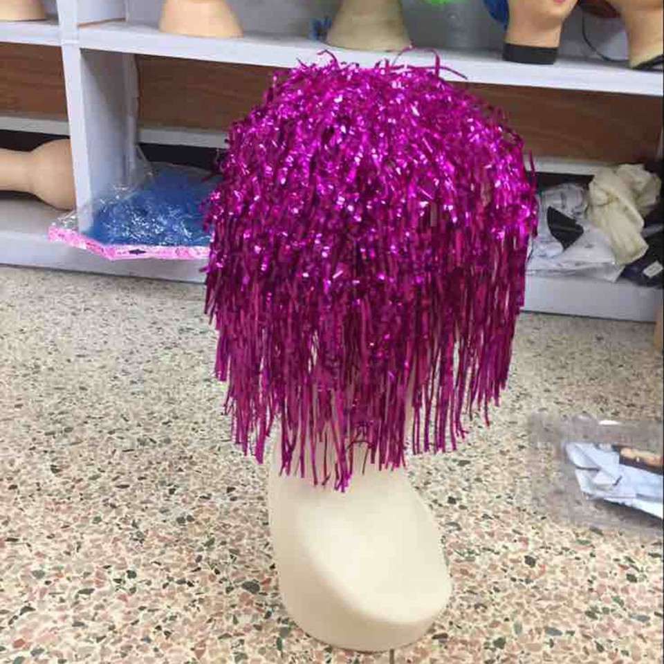 Glittering Foil Wig Purple Foil Tinsel Costume Wig for Costume Ball ...