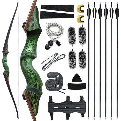 60 Inch Black Hunter Longbow 20-60 Lbs Archery Bow Takedown Bow and ...