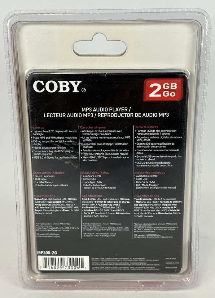COBY MP300-2G MP3 AUDIO PLAYER *BRAND NEW & SEALED* | eBay